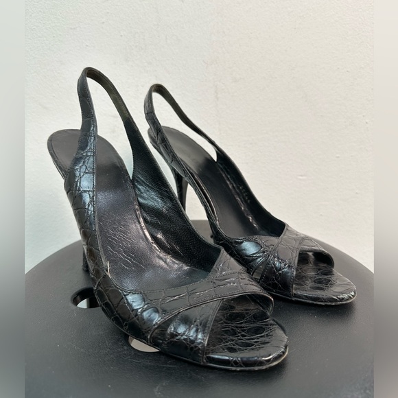 Prada | Shoes | Vintage Prada Black Market Strappy Peep Toe Heels Sandals Size 395 | Poshmark